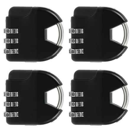 3 Digit Combination Padlock, 3mm Steel Shackle Dia Code Locks Black ...