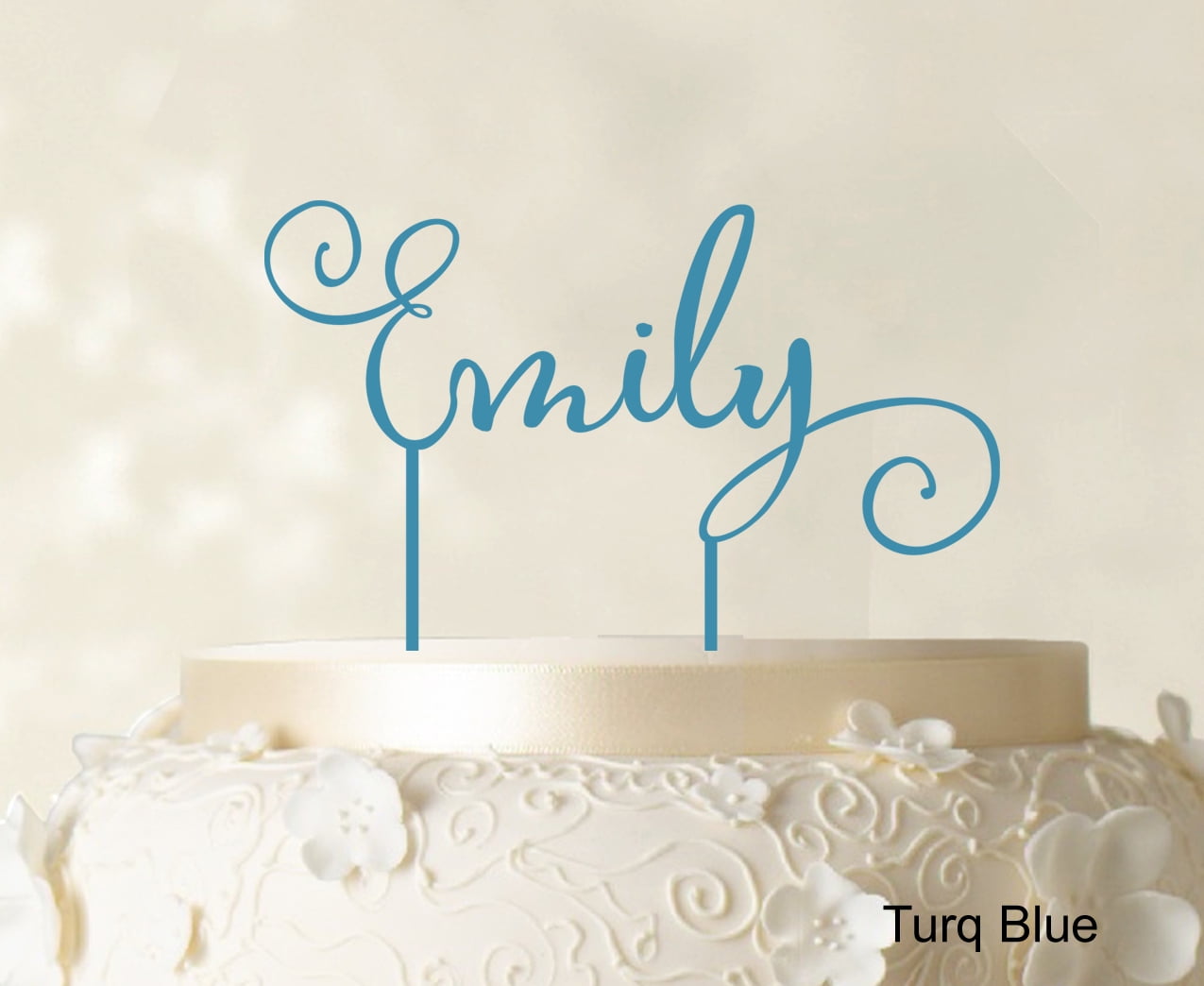 Custom Name Cake Topper Personalized Turq. Blue Cake Topper Cake ...