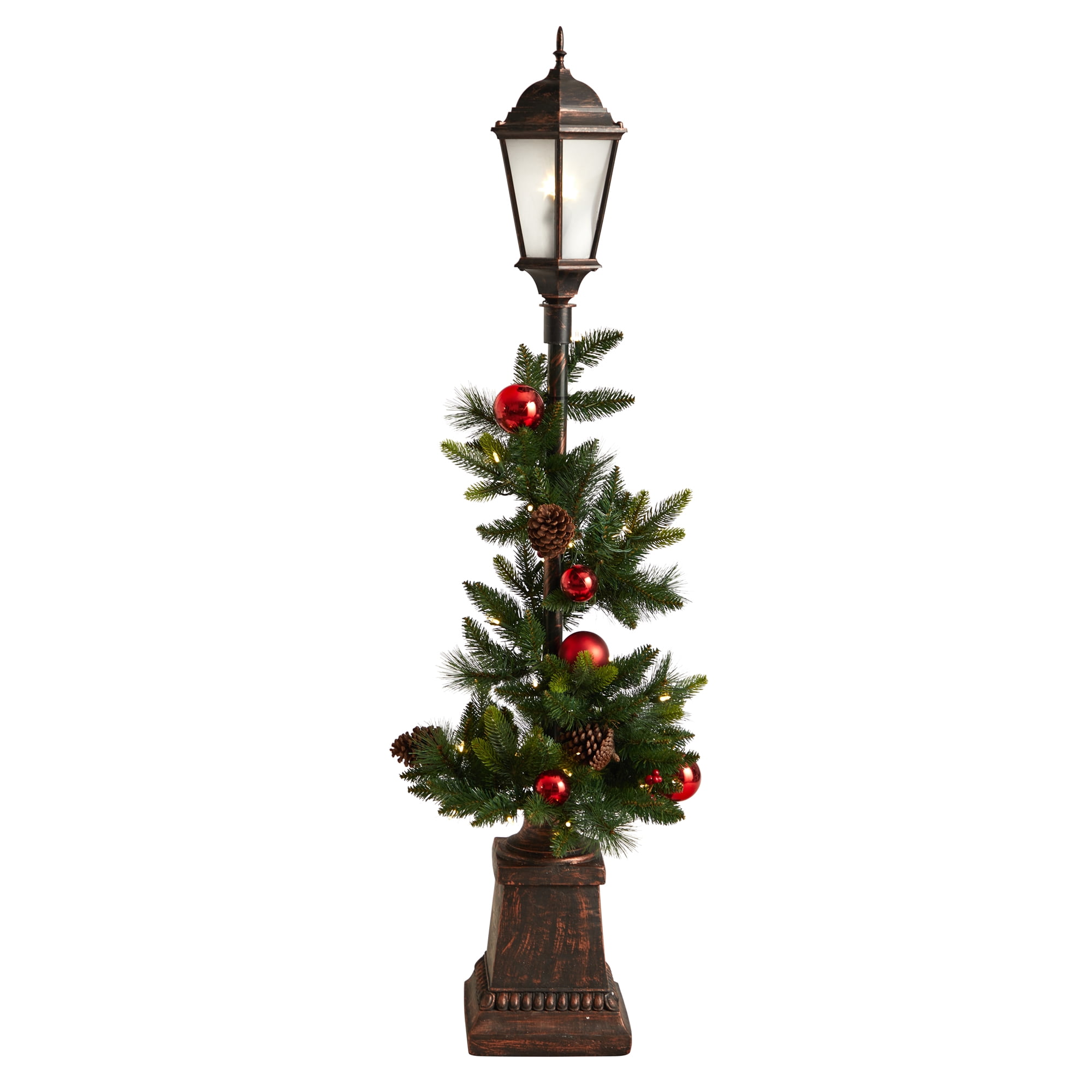Nearly Natural 50 Warm White LED Lights, 5' Holiday Decorated Lamp Post ...