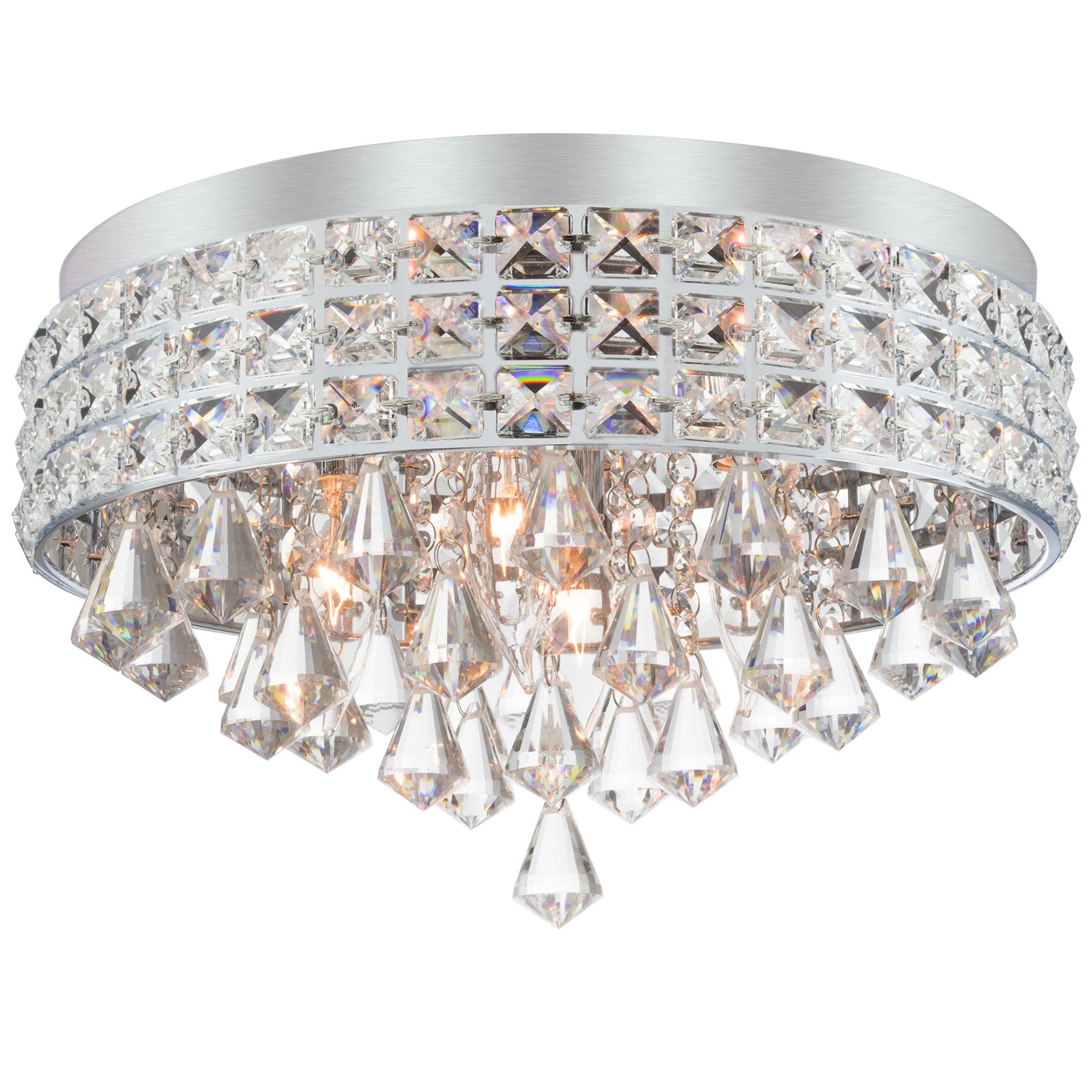 Kira Home Gemma 15" Modern Chic 4-Light Crystal Flush Mount Chandelier ...