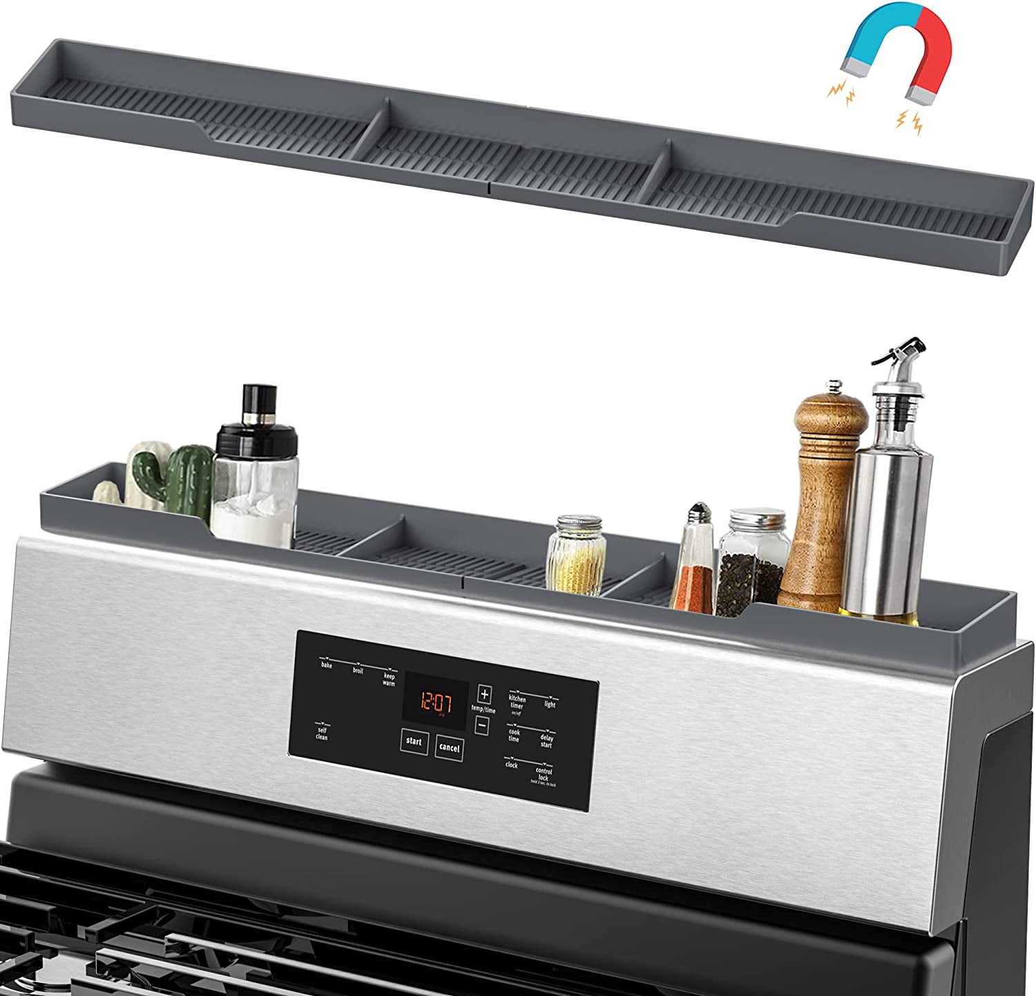 Duslogis Stove Top Shelf 30", Silicone Material Magnetic Shelf for the ...