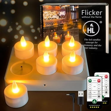 Flameless LED Tea Light Candles, 6 Pack Battery Operated Orange ...