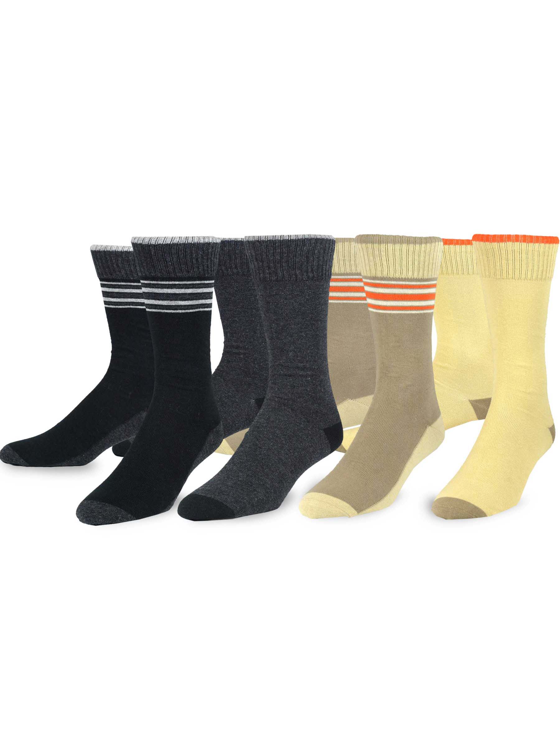 TeeHee Men's Cotton Crew Dress Socks 4-pack (Basic Stripe) - Walmart.com