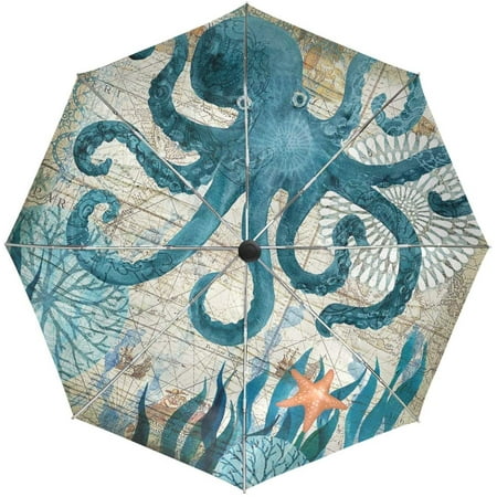 Blue Octopus l Map Compact Travel , Outdoor Sun Car Folding Reversible ...