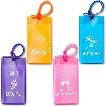 8 Pcs Luggage Tags, with Strings, Name ID Card for Travel Suitcase ...