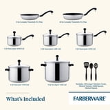 Farberware Classic 15-Piece Stainless Steel Nonstick Cookware Kitchen ...