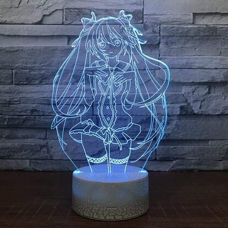 Night Light 3D LED Illusion Lamps Anime Girl 3D Lamp Hatsume Miku Led ...