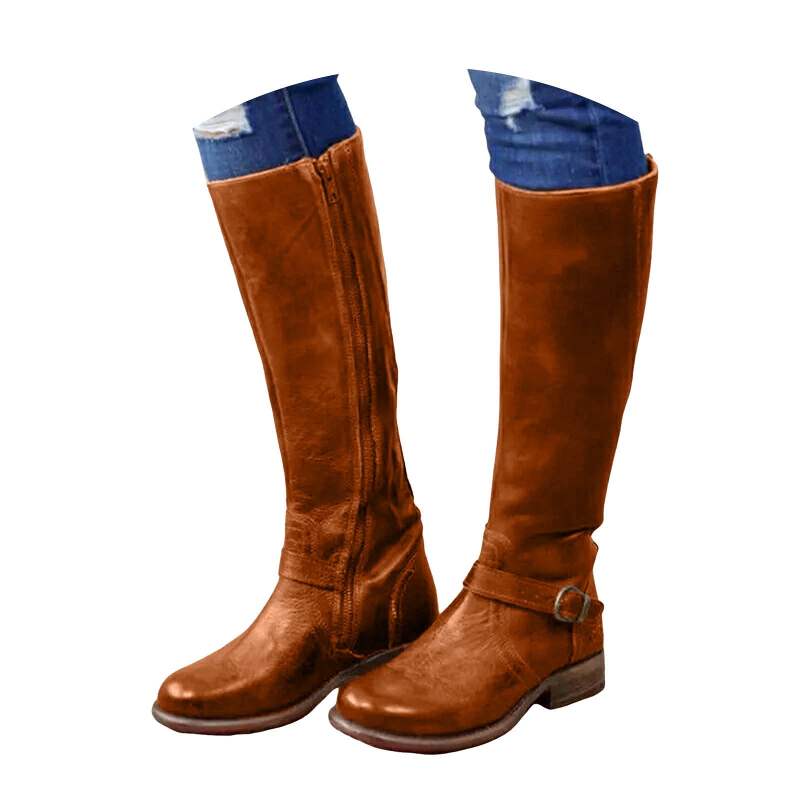 Click here for Dakaela Womens Knee High Boots Low Chunky Motorcyc... prices