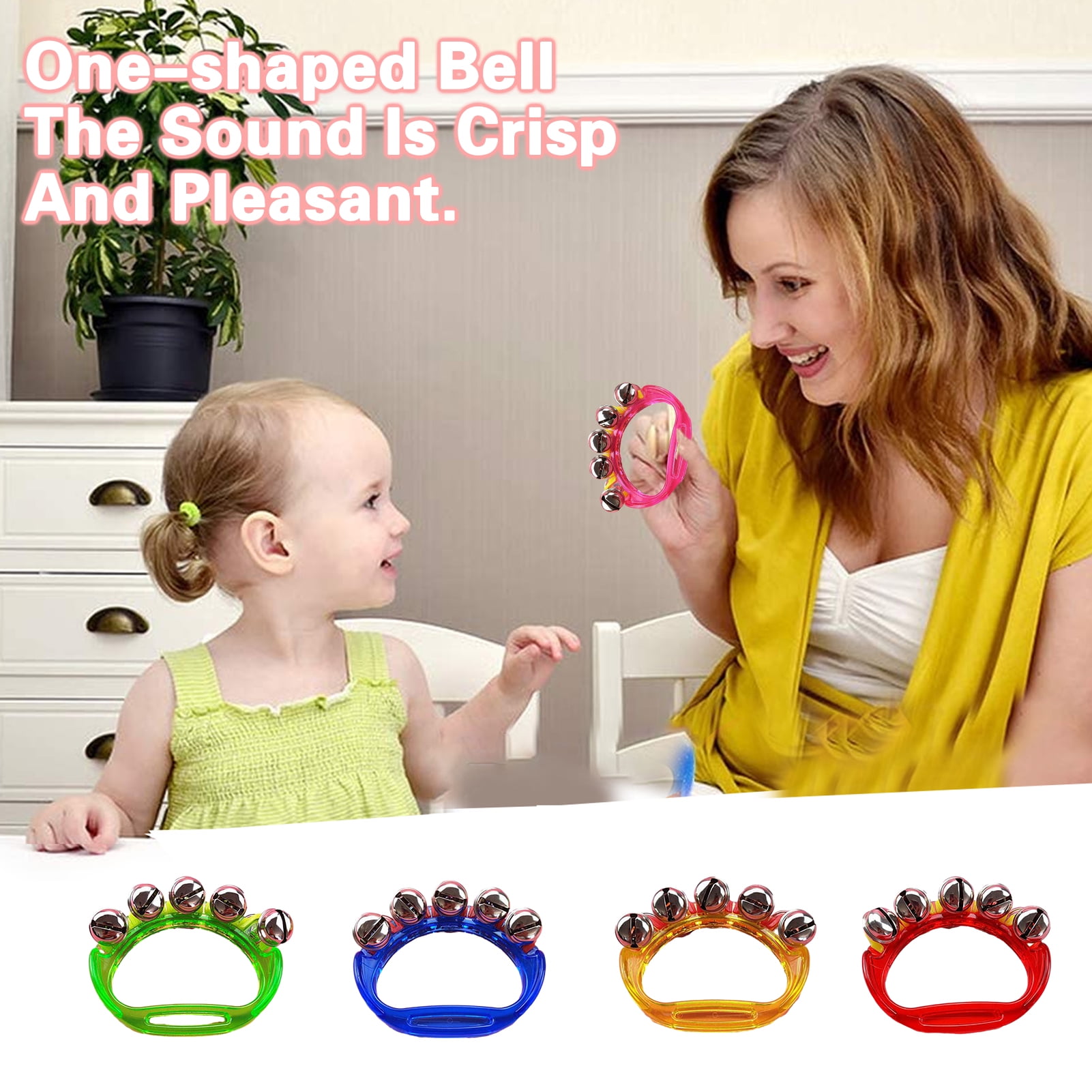 10-Bell Musical Hand Rattle for Kids - Transparent Plastic Handle ...
