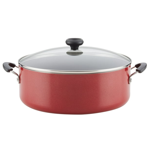 Farberware 8-Quart Easy Clean Aluminum Nonstick Stockpot, Red - Walmart ...