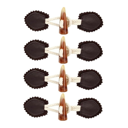 4 Sets Sturdy Pu Leather Toggle Button Duffle Coat Fastener Craft Decor ...