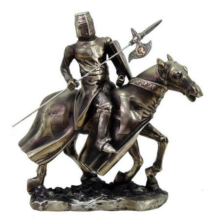 8.5 Inch Armored Medieval Knight Riding on Horse Statue Figurine ...