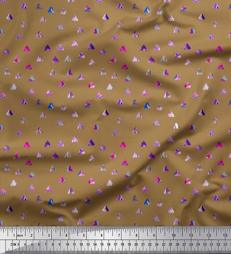 Soimoi Viscose Chiffon Fabric Texture & Triangle Geometric Print Fabric ...
