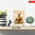 8x12 Inch Metal Wall Art Vintage Rabbit in Wicker Basket with Flowers ...