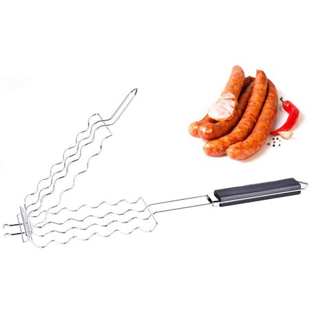 Stainless Steel Sausage Hot Dogs Holder Grilling Mesh Barbecue Grill ...
