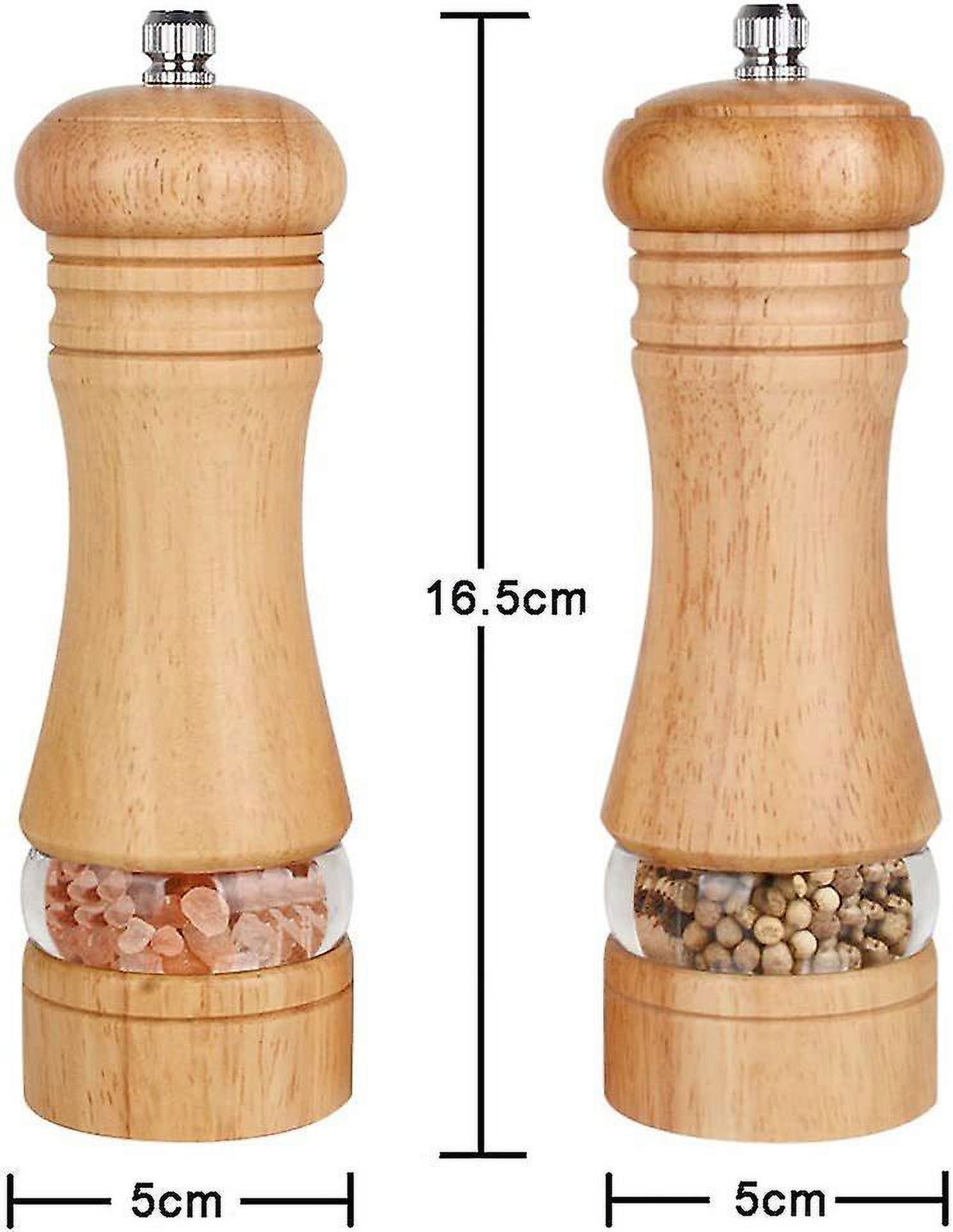 Brillar Juego de 2 saleros y pimenteros de madera, ajustables con ...