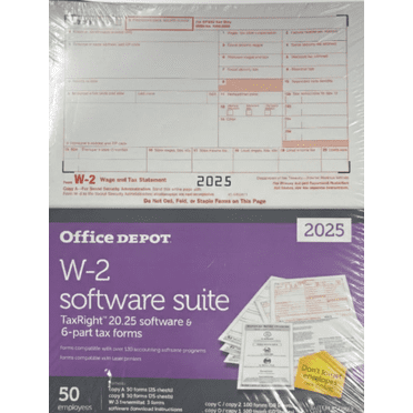 Office Depot 2025 W-2 Software Suite with 6-Part Tax Forms, TaxRight ...