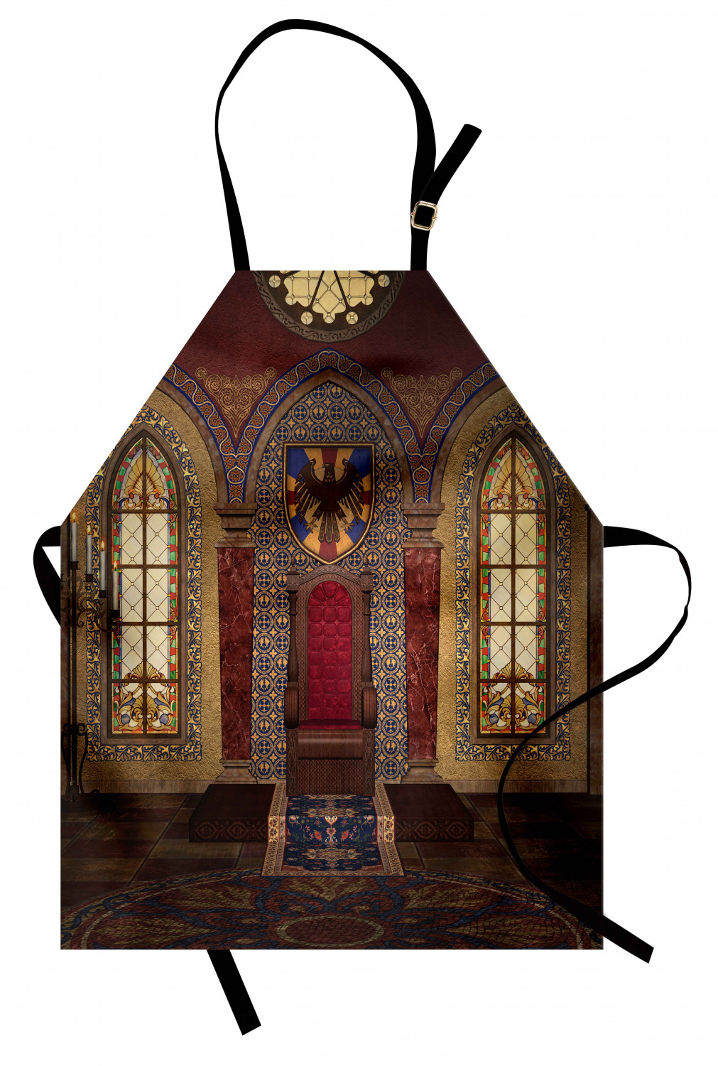 Gothic Apron Red Medieval Throne in Chapel Eagle Portrait on Wall ...