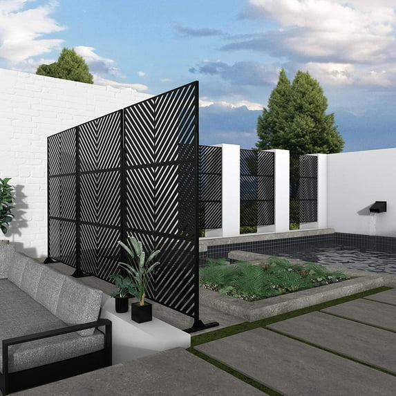 "Neutypechic Metal Patio Yard Partition, Outdoor Privacy Screen with ...