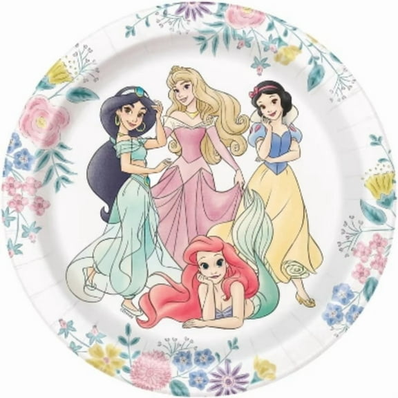 Amscan Disney Princess Cinderella Paper Plates, 9 Inch, Party Supplies ...