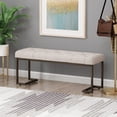 GDF Studio Ringold Modern Fabric Tufted Iron Bench, Beige and Bronze ...
