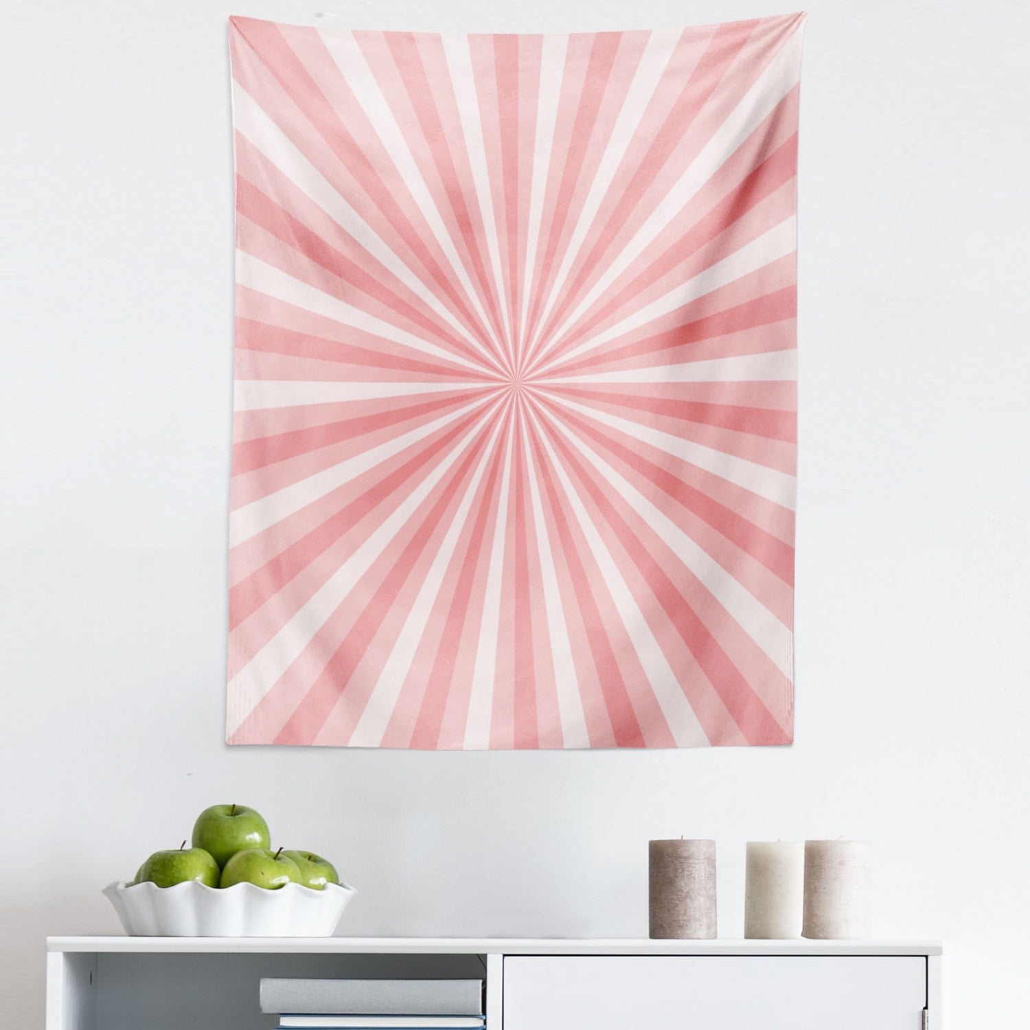 Warm Tone Tapestry, Pastel Colored Retro Rays Vintage Beams Perspective ...