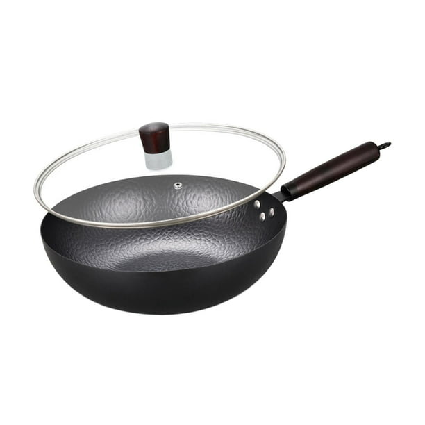 Nonstick Wok Cooking Wok Boiling Wood Handle Uncoated General Wok Pan ...