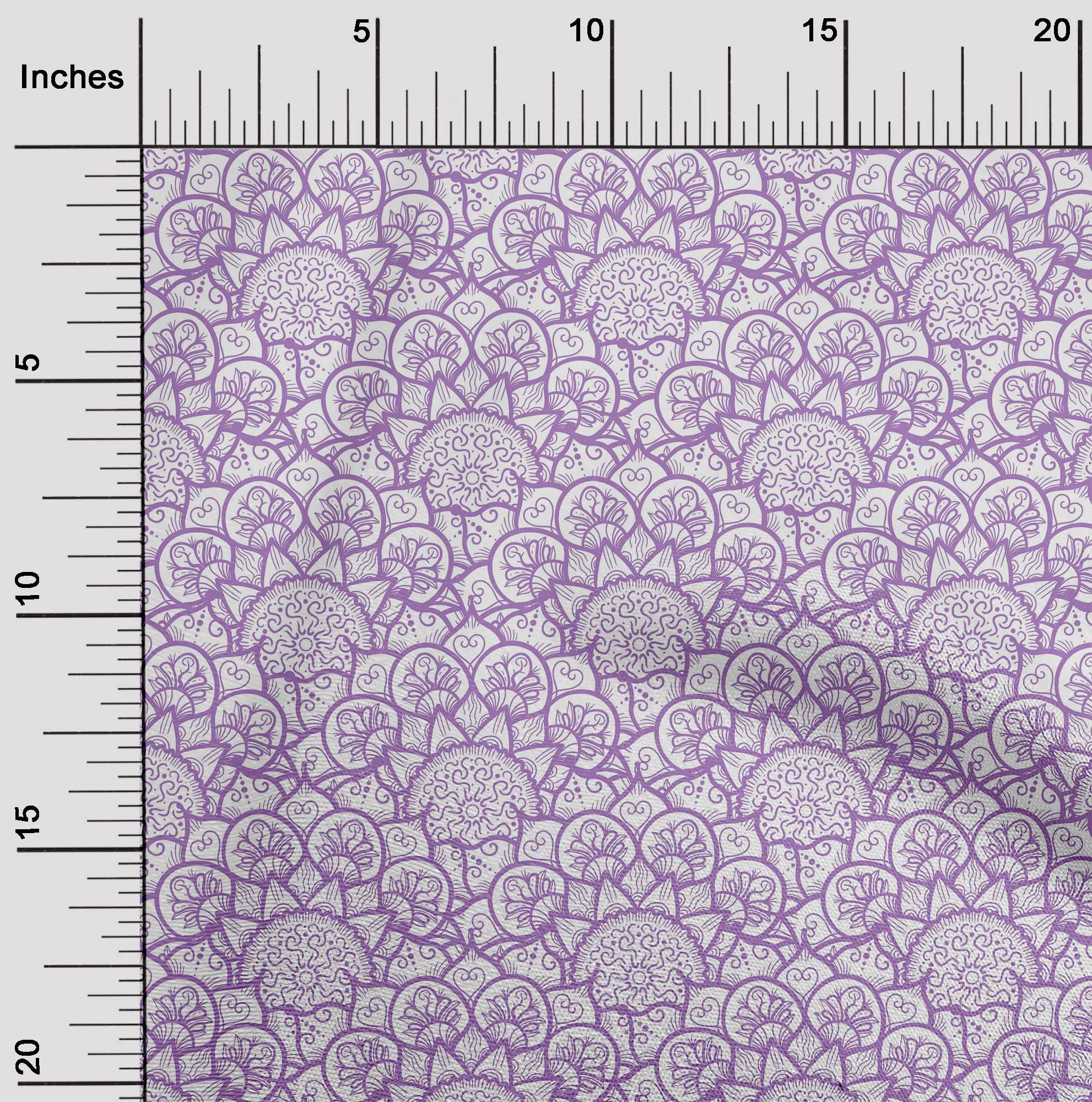 oneOone Viscose Chiffon Amethyst Fabric Floral Mandala Sewing Craft ...