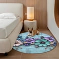 4ft Round Rug Spring Purple Flowers Area Rugs for Living Room Bedroom ...