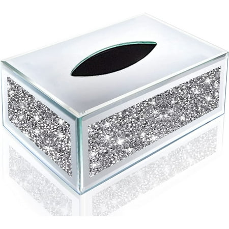 Rectangular Mirrored Tissue Box Cover,Crystal Crushed Diamond Tissue ...