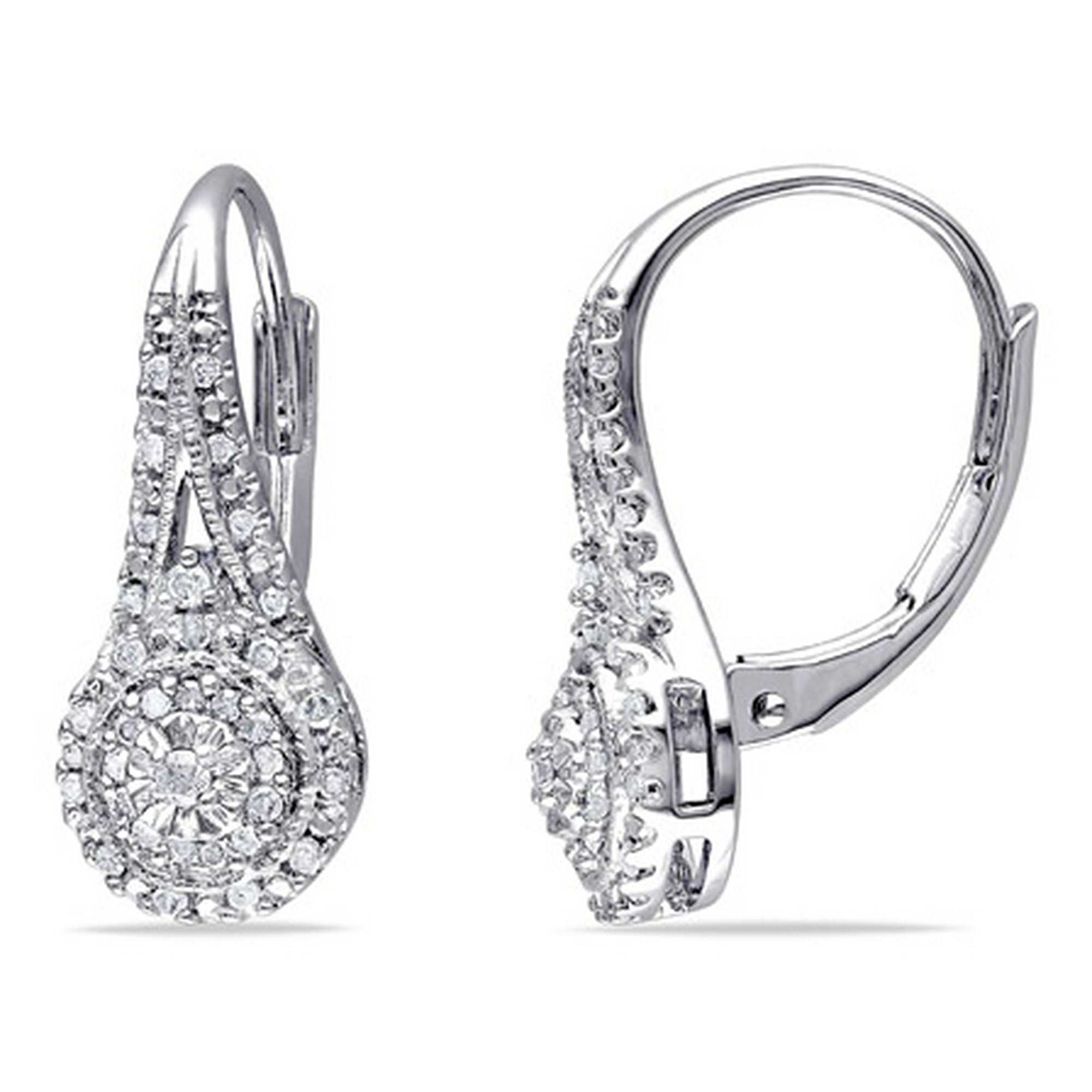 Click here for Miabella 1/4 Ct Tw Diamond Halo Leverback Earrings... prices