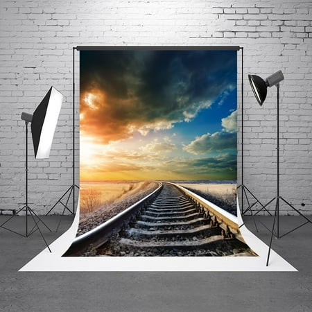 YUSDECOR 5X7ft Scenic Rail Photo Backdrop Sunset Clouds Blue Sky ...