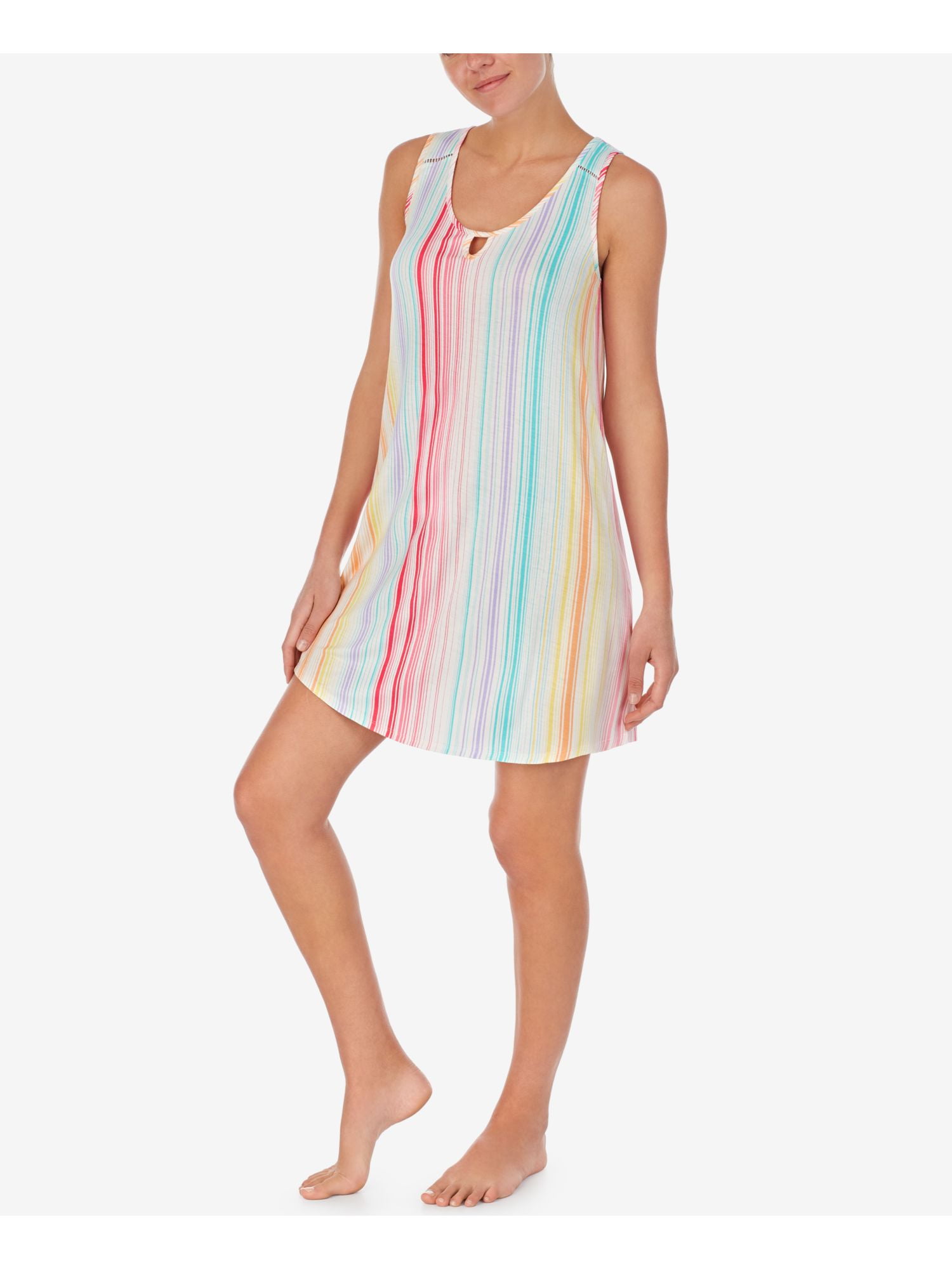 CUDDL DUDS Intimates White Keyhole Striped Nightgown M - Walmart.com