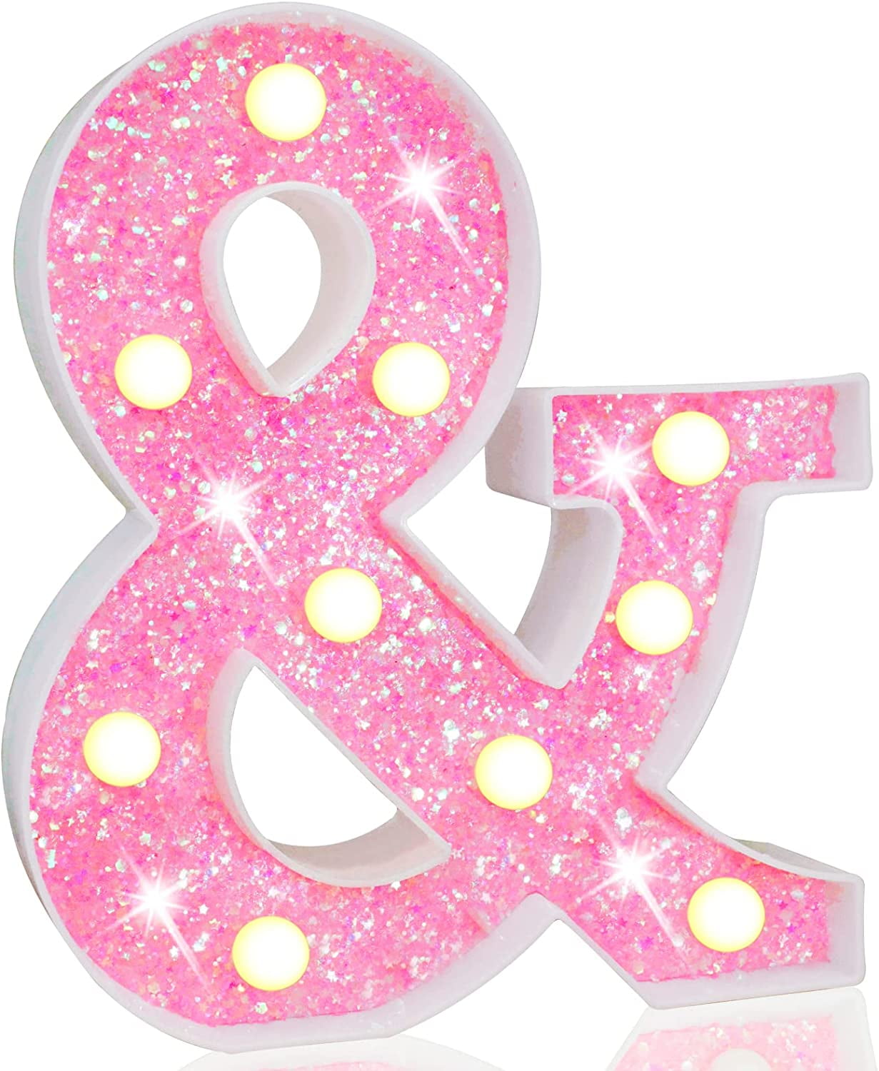 LED Marquee Letter Lights, Light Up Pink Letters Glitter Alphabet ...