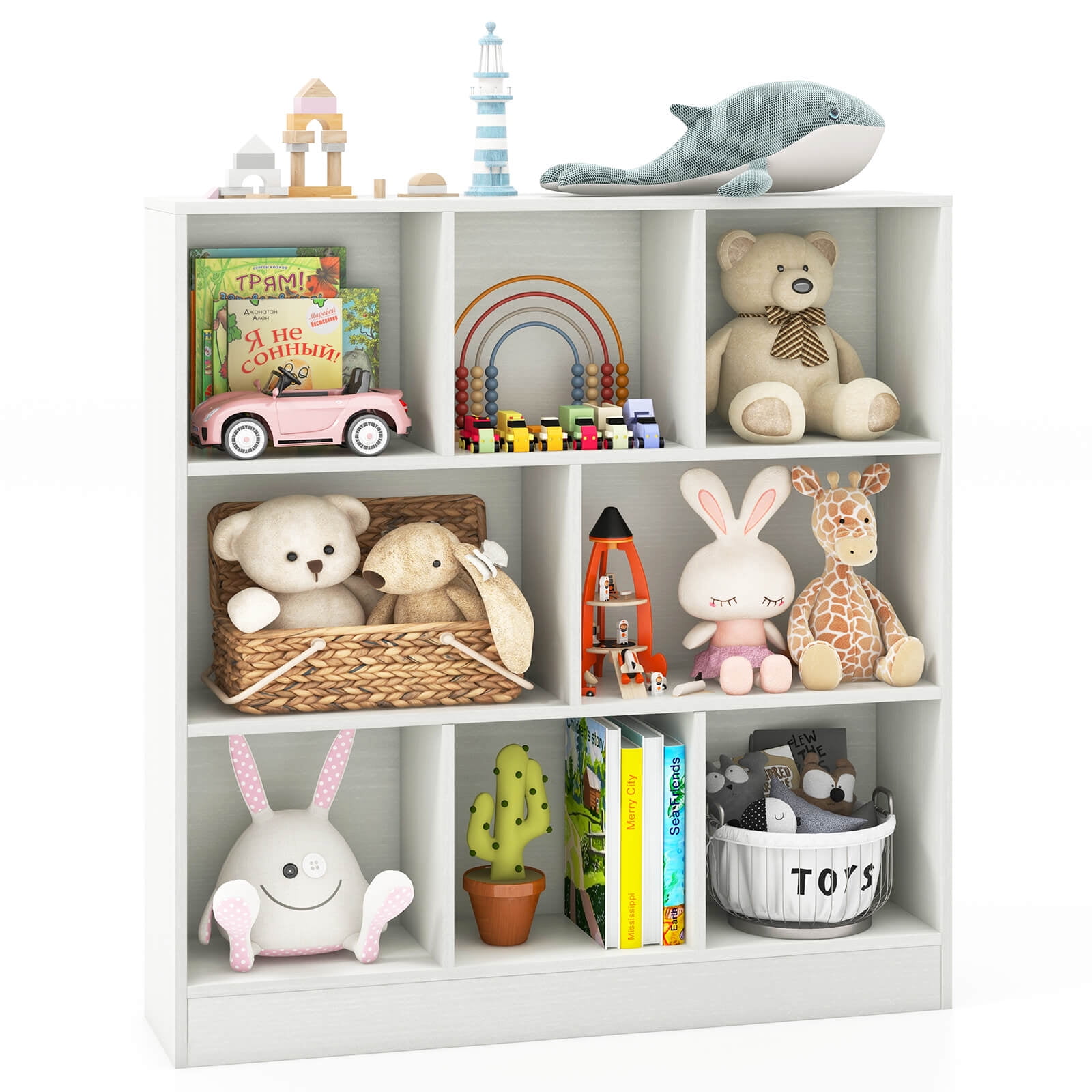 Click here for Costway 8-Cube Bookcase For Kids 41Wooden Toy Stor... prices