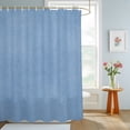 Blue Shower Curtain Set with Hooks, Natural Solid Color Organic ...