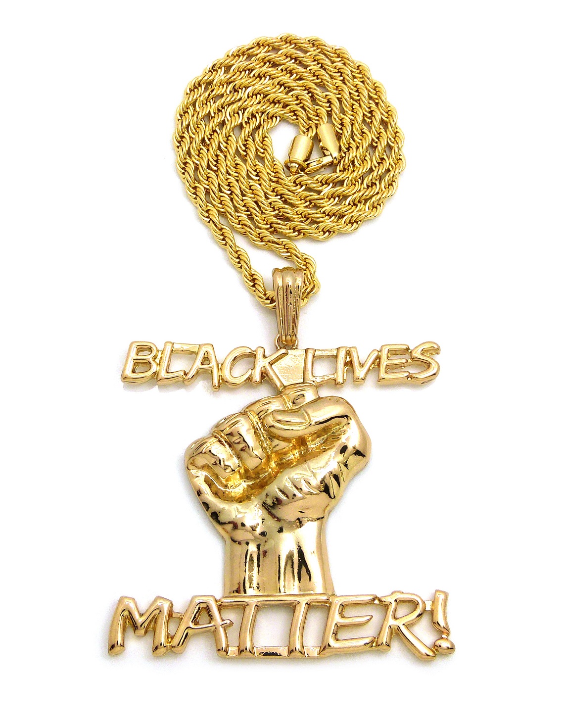 Black Lives Matter! Power Fist Pendant with 4mm 24" Rope Chain Necklace ...