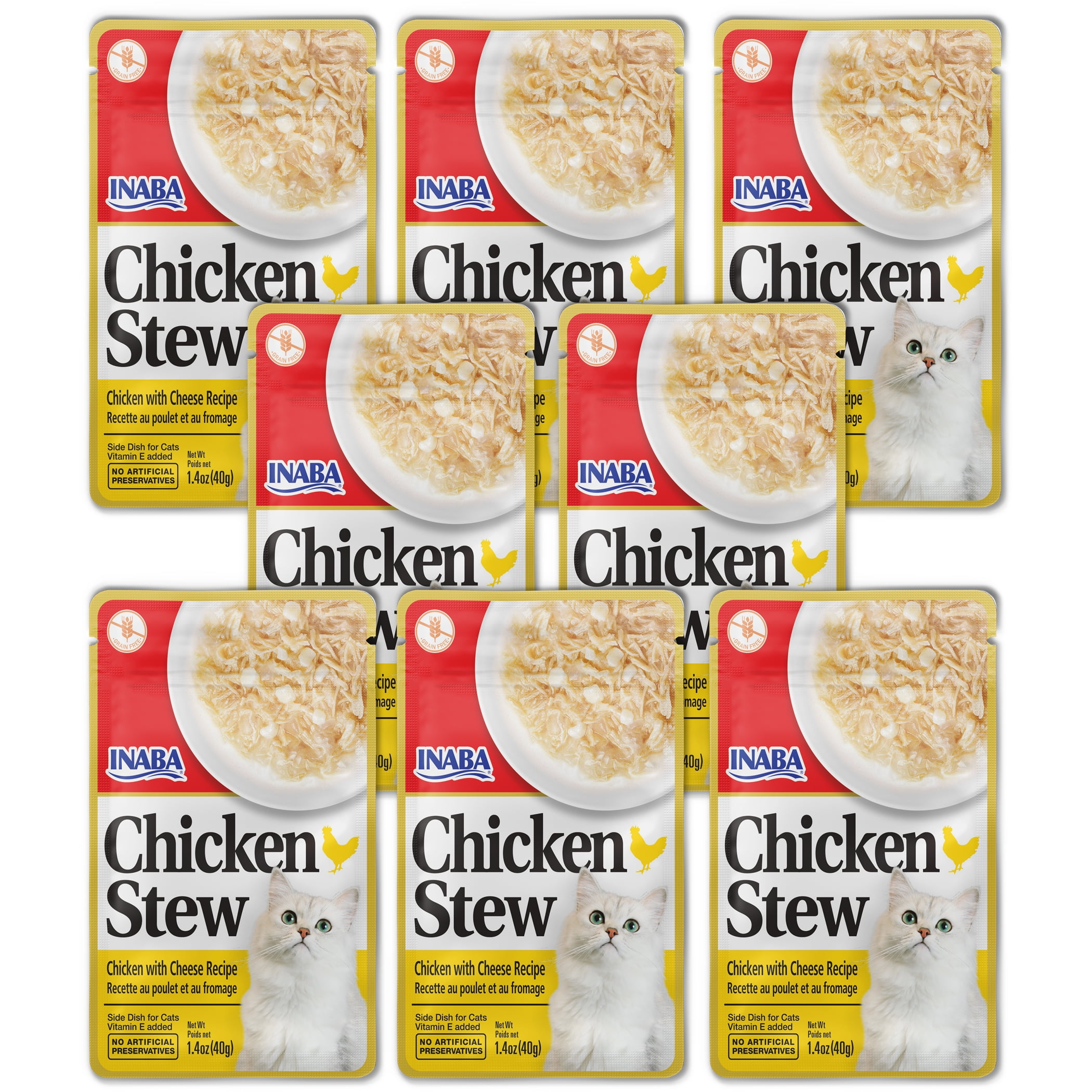 INABA Chicken Stew Complement/Topper/Treat for Cats, Eight 1.4 oz ...