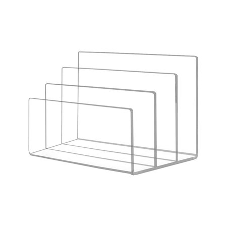 Clear Acrylic File Holder 3 Sections Vertical Desktop Organizer Office ...