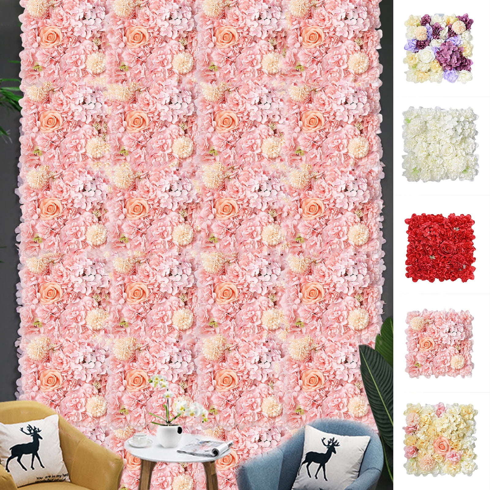 Hesroicy Realistic Artificial Rose Flower Wall for Easy Care ...