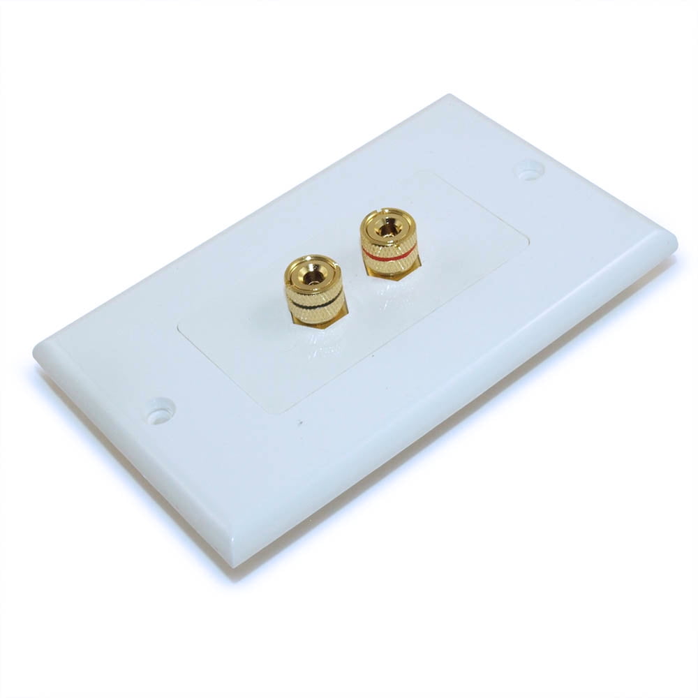 Wall plate: 1 Speaker (2 input jacks) for Banana Plugs Gold Plate,White ...