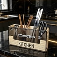 HHGBAD Wooden Utensil Caddy, 4 Compartment Cutlery Organizer, Keeps ...