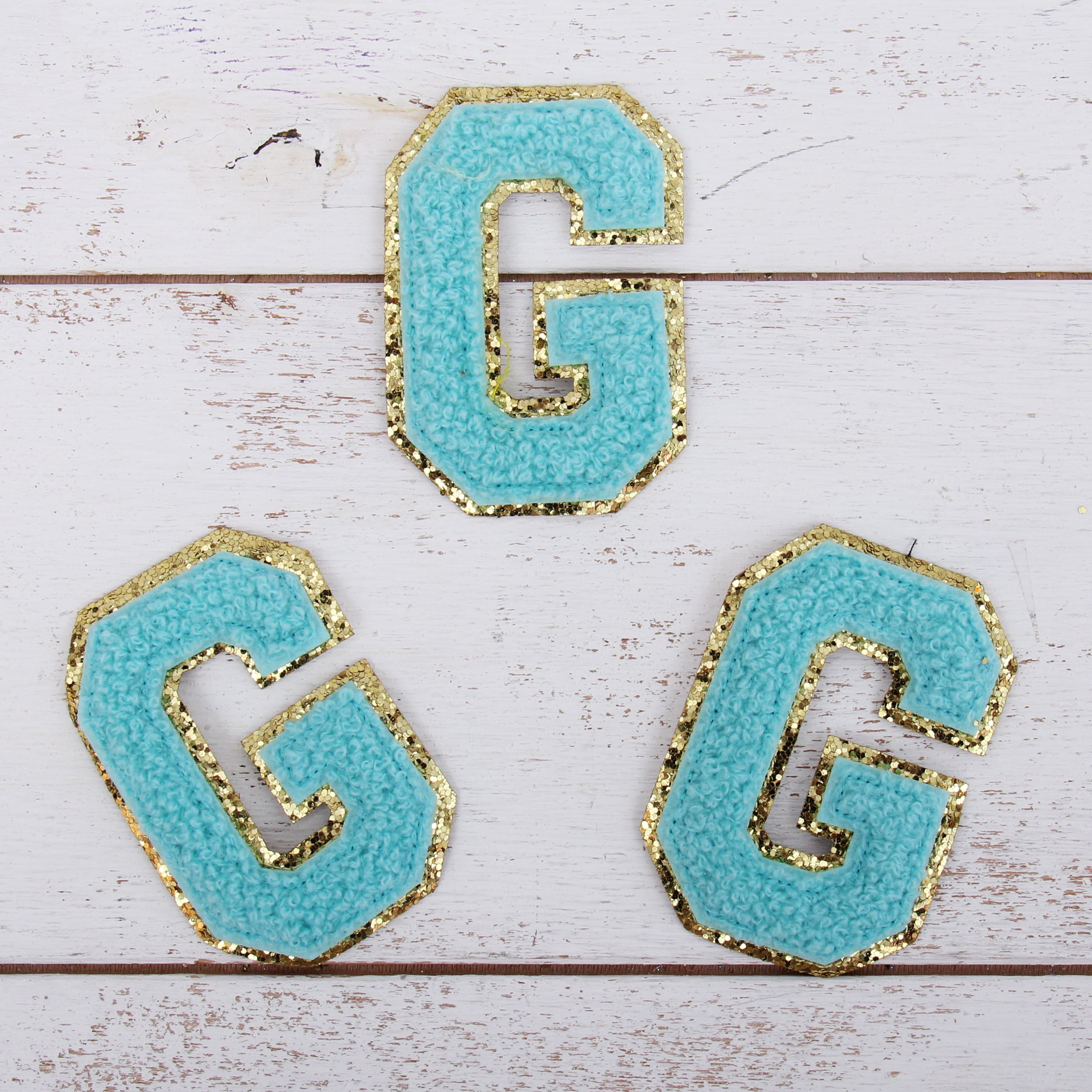 3 Pack Chenille Iron On Glitter Varsity Letter "G" Patches - Blue ...