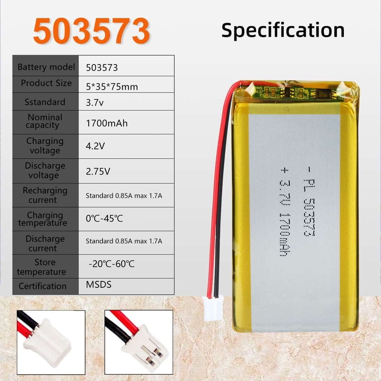 Lithium Polymer Battery 3.7v 3.7V 1700mAh Li-Po Battery With 2P PH 2 ...