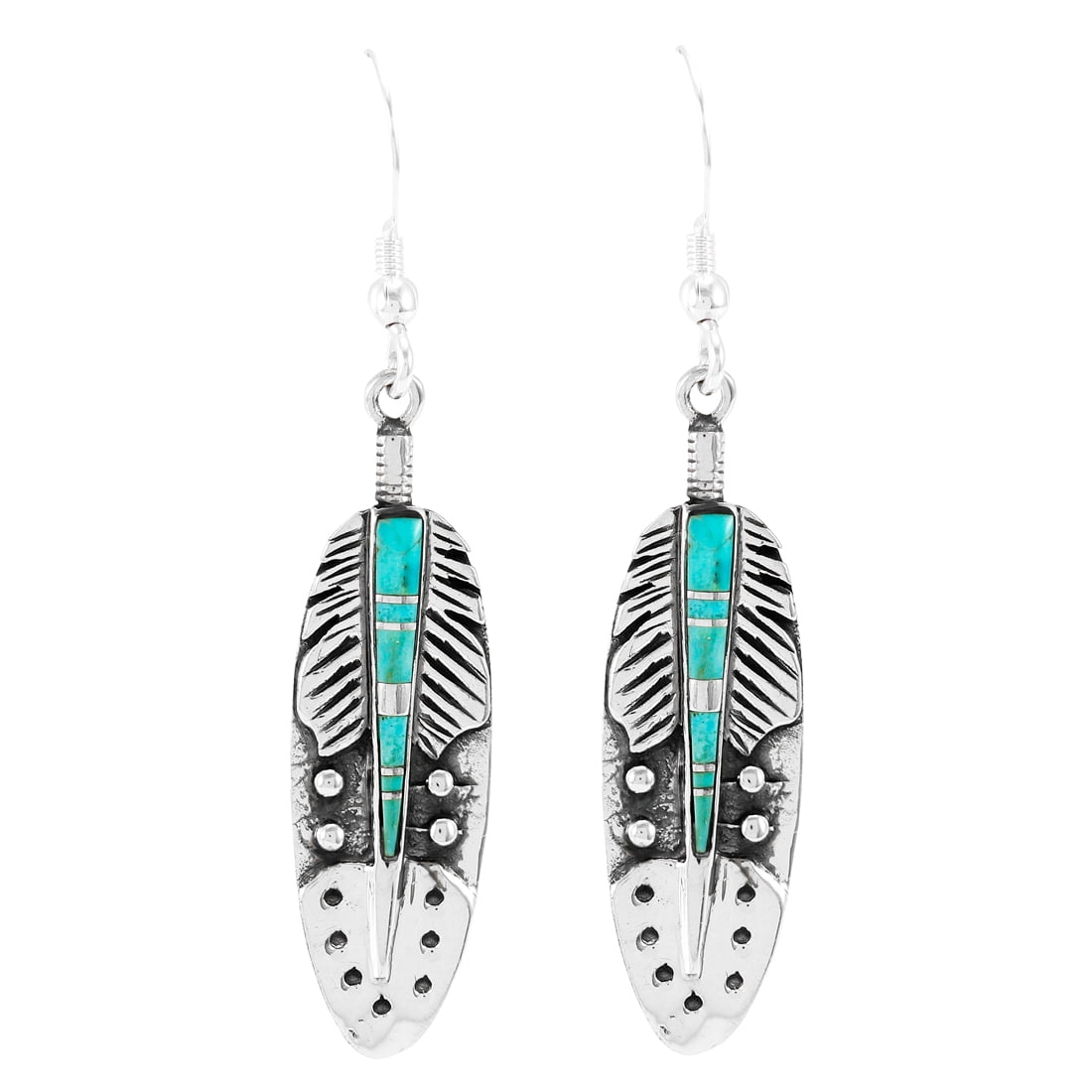 Turquoise Feather Earrings for Women Sterling Silver 925 | Turquoise ...