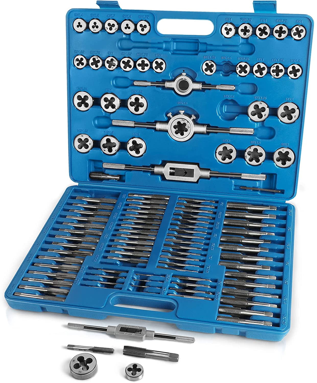 Metric Tap and Die Set 110 PCS Engineers Kit Screw Bolt Cutter Handle ...