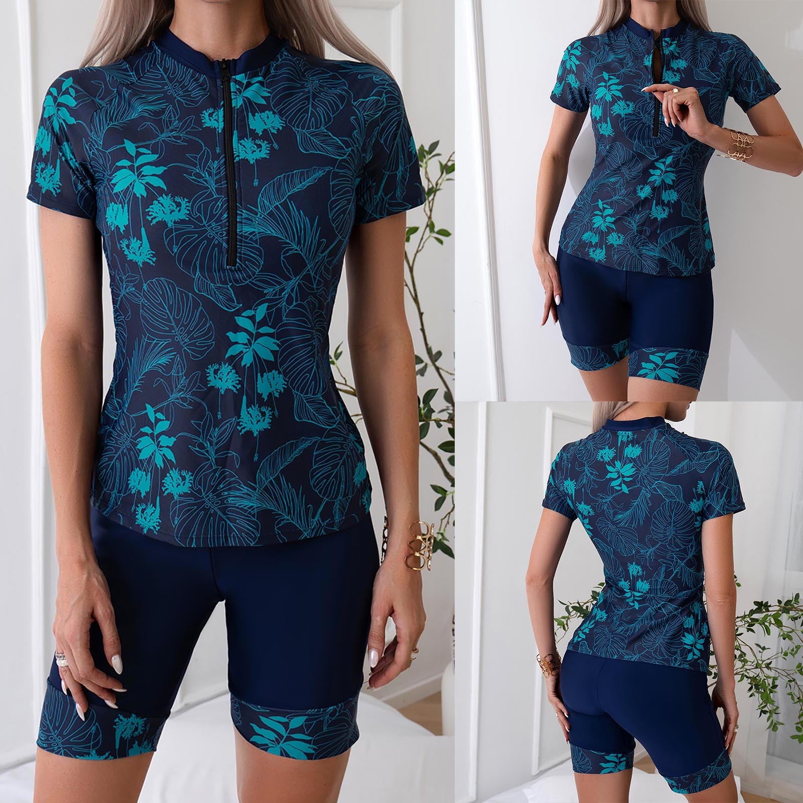 Click here for Lcziwo Women Surfing Two Piece Rash Guard Short Sl... prices