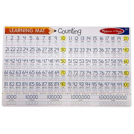 Melissa & Doug Math Counting To 100 Straight Edge Write-A-Mat Placemat ...