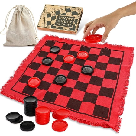 SMALL FISH Giant Checkers Game and Jumbo Tic Tac Toe Toy Set Reversible ...