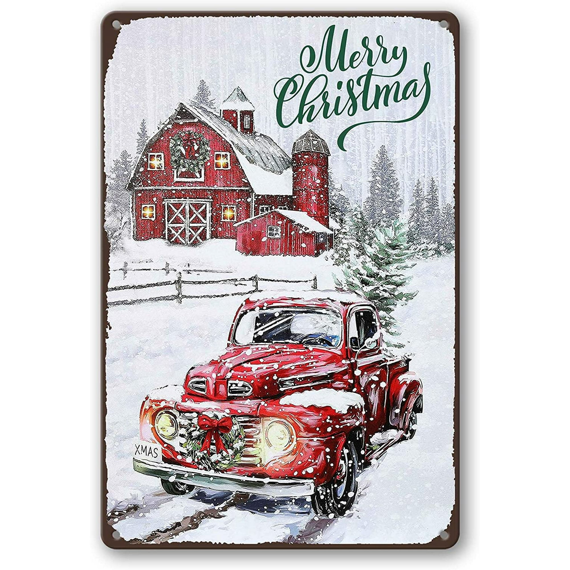 Click here for Aocisuki Vintage Christmas Red Truck Wall Sign - M... prices